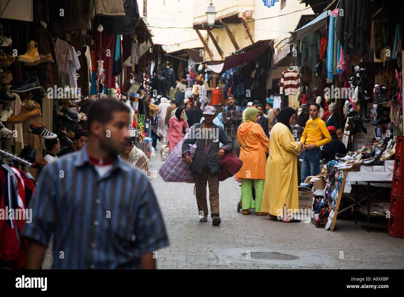 People in the medina old town Fes el Bali Fes Morocco Stock Photo - Alamy