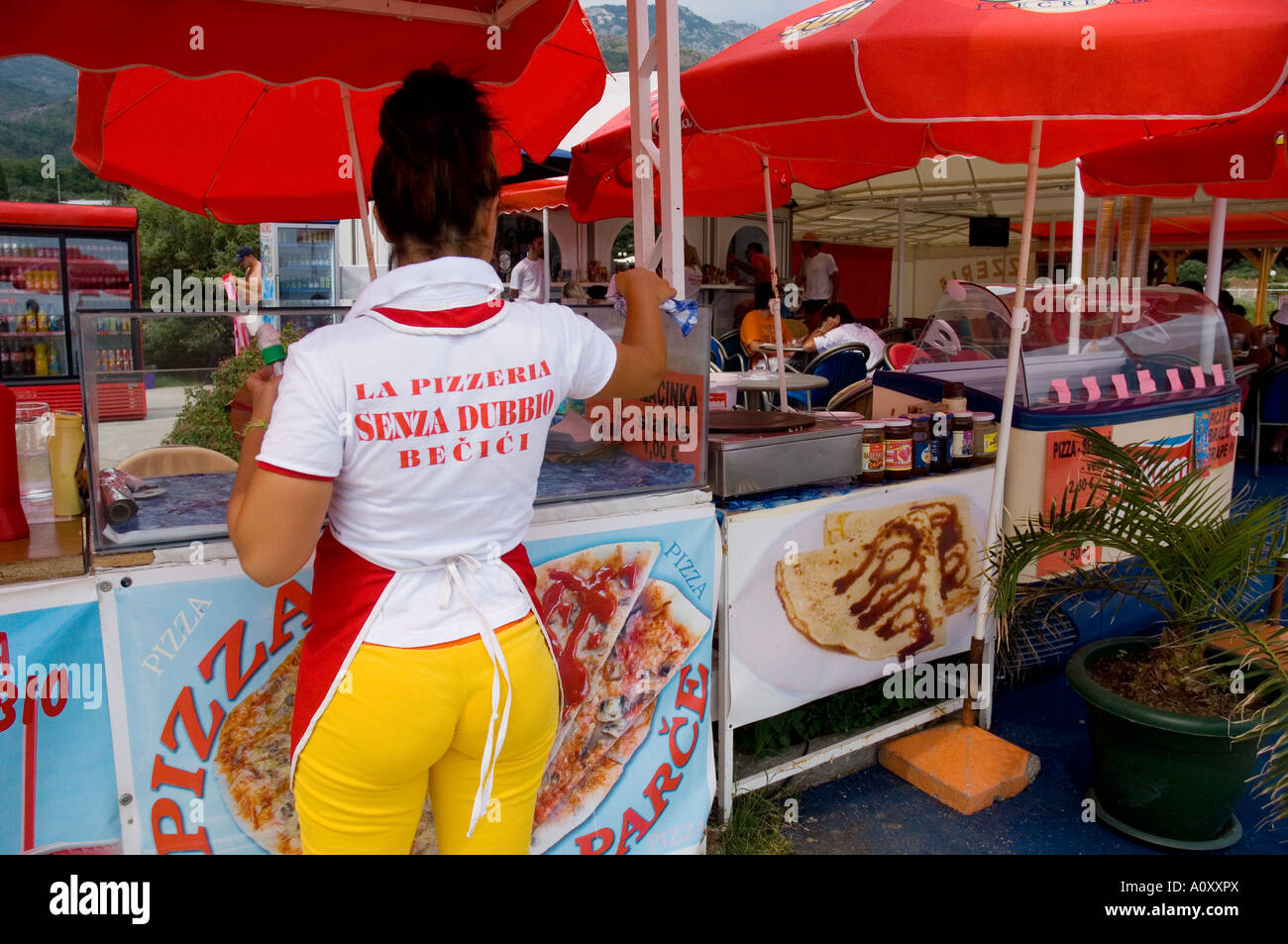 Pizza stall Becici Budva Montenegro Balkans Europe Stock Photo - Alamy