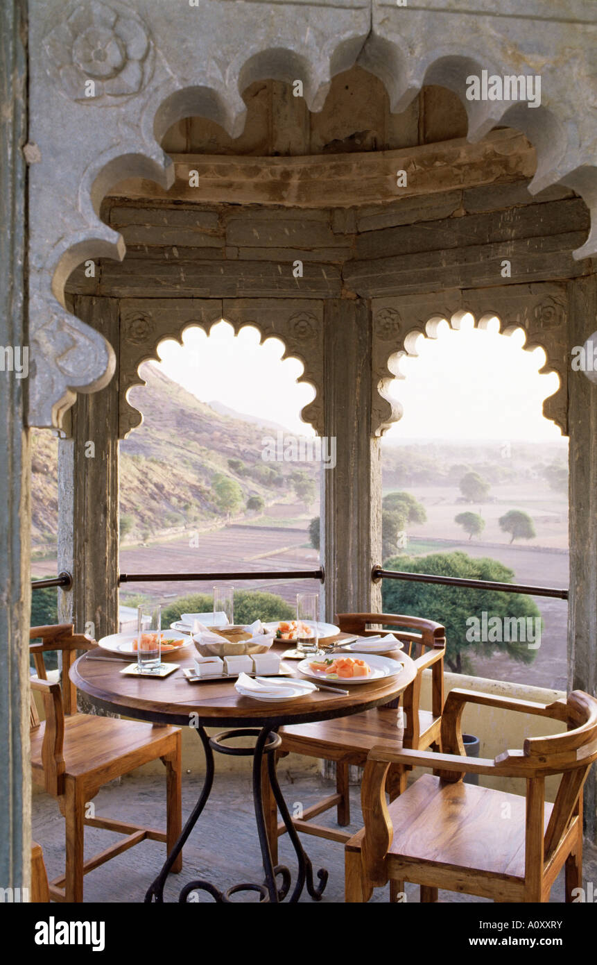 Private exterior dining area ajoining a bedroom suite Devi Garh Fort ...