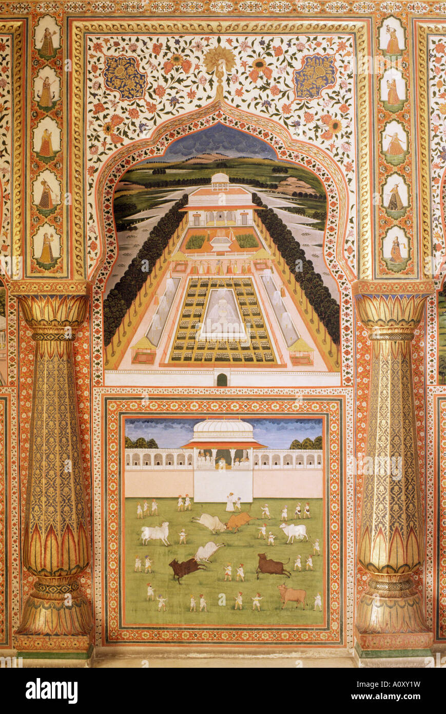 Fine wall painting The City Palace Jaipur Rajasthan state India Asia ...