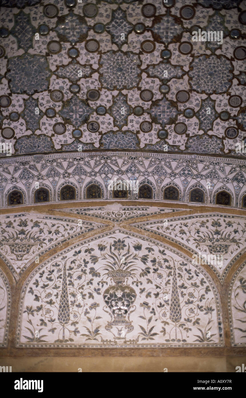 Interior decorative detail Amber Fort one of the great Rajput forts ...