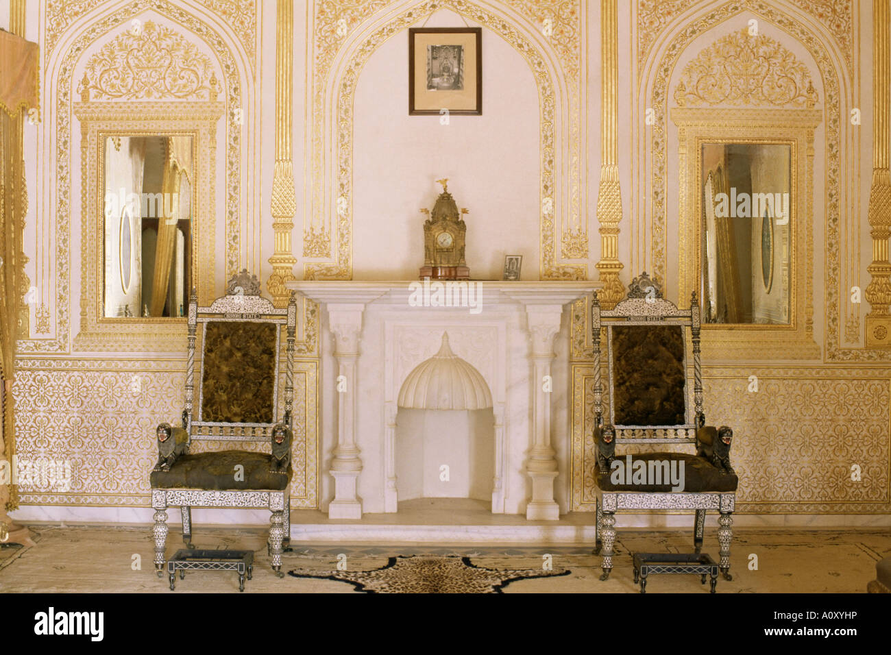 The beautifully gilded Durbar Hall Sirohi Palace Sirohi Southern ...
