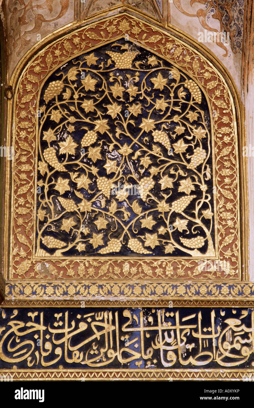 Various painted gilded and stone inlay detail inside the tomb the Tomb ...