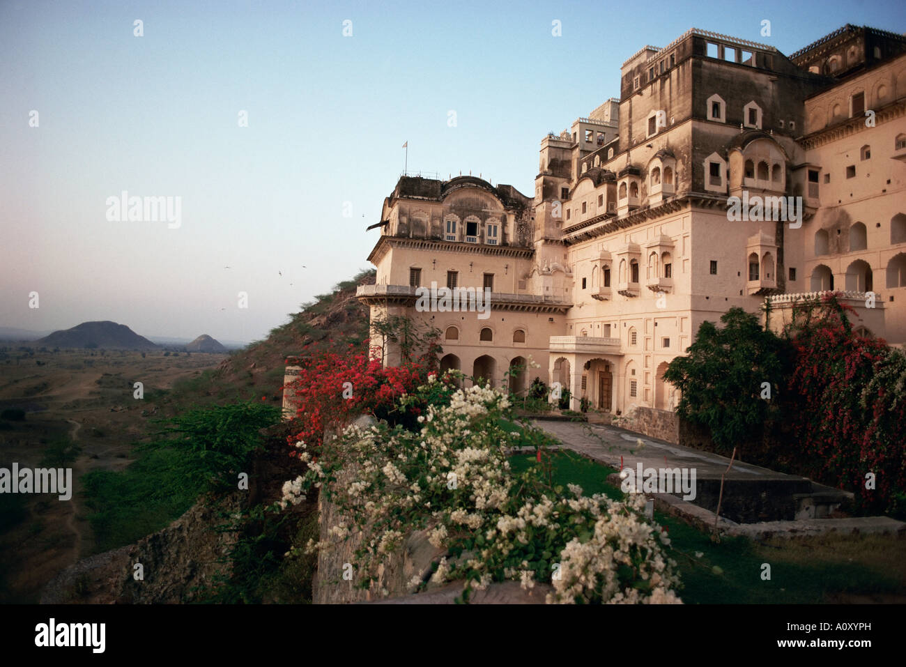 Exterior view Neemrana Fort Palace Hotel Neemrana Rajasthan state India ...