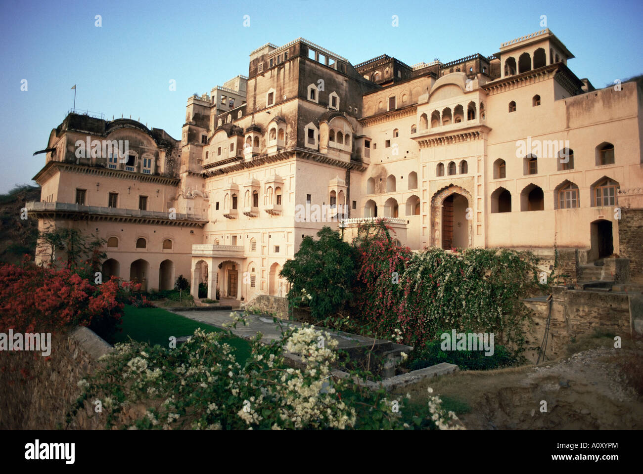 Exterior view Neemrana Fort Palace Hotel Neemrana Rajasthan state India ...
