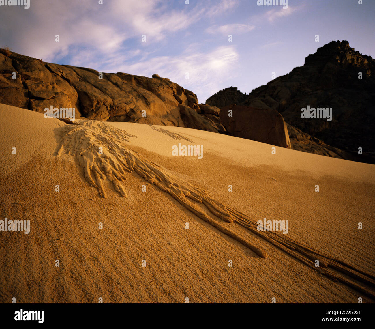 A sand avalanche after a rainstorm in the Sahara Desert Algeria North ...