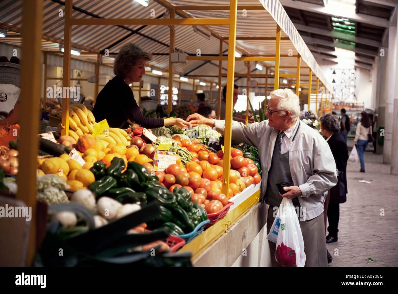 Shopping in the market hall Faro Portugal Europe Stock Photo - Alamy