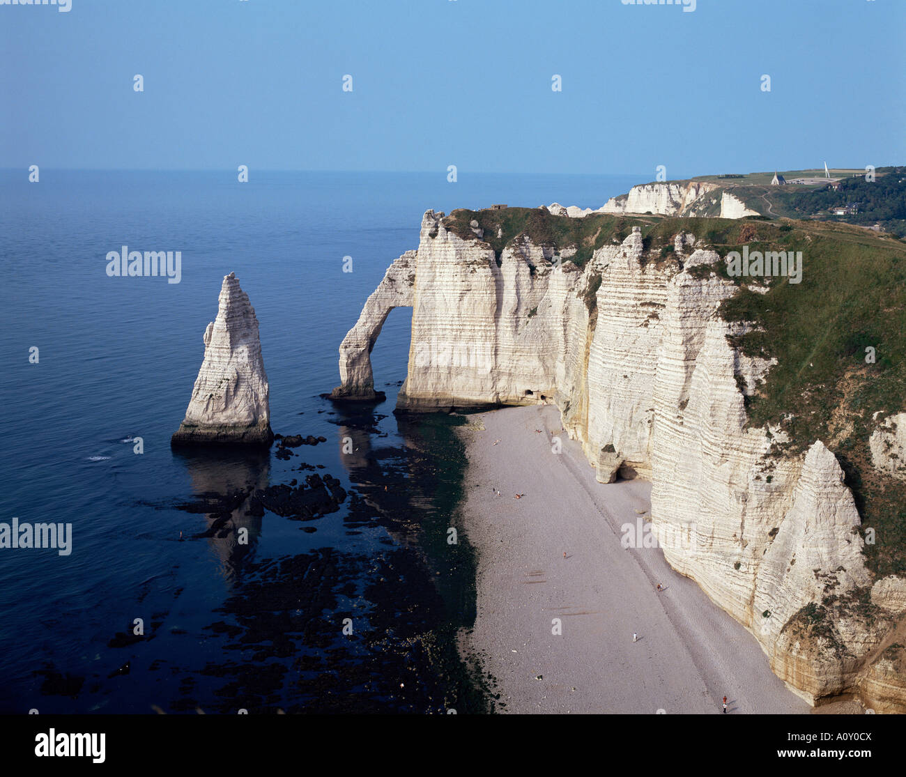 White chalk cliffs Etretat Cote d Albatre Normandy France Europe Stock ...