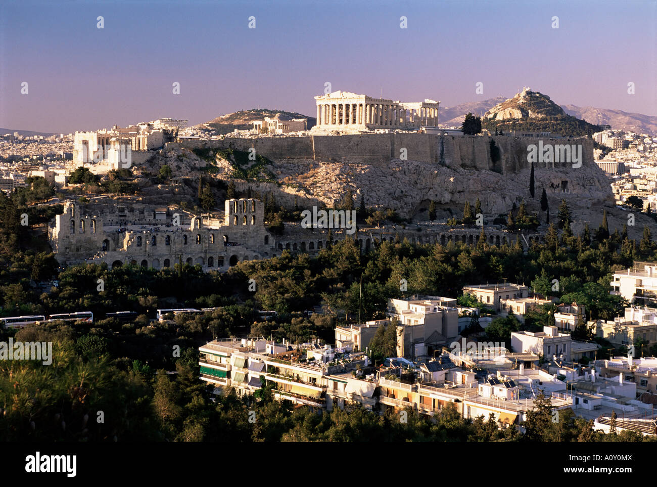 The Acropolis Parthenon and city skyline Athens Greece Europe Stock ...