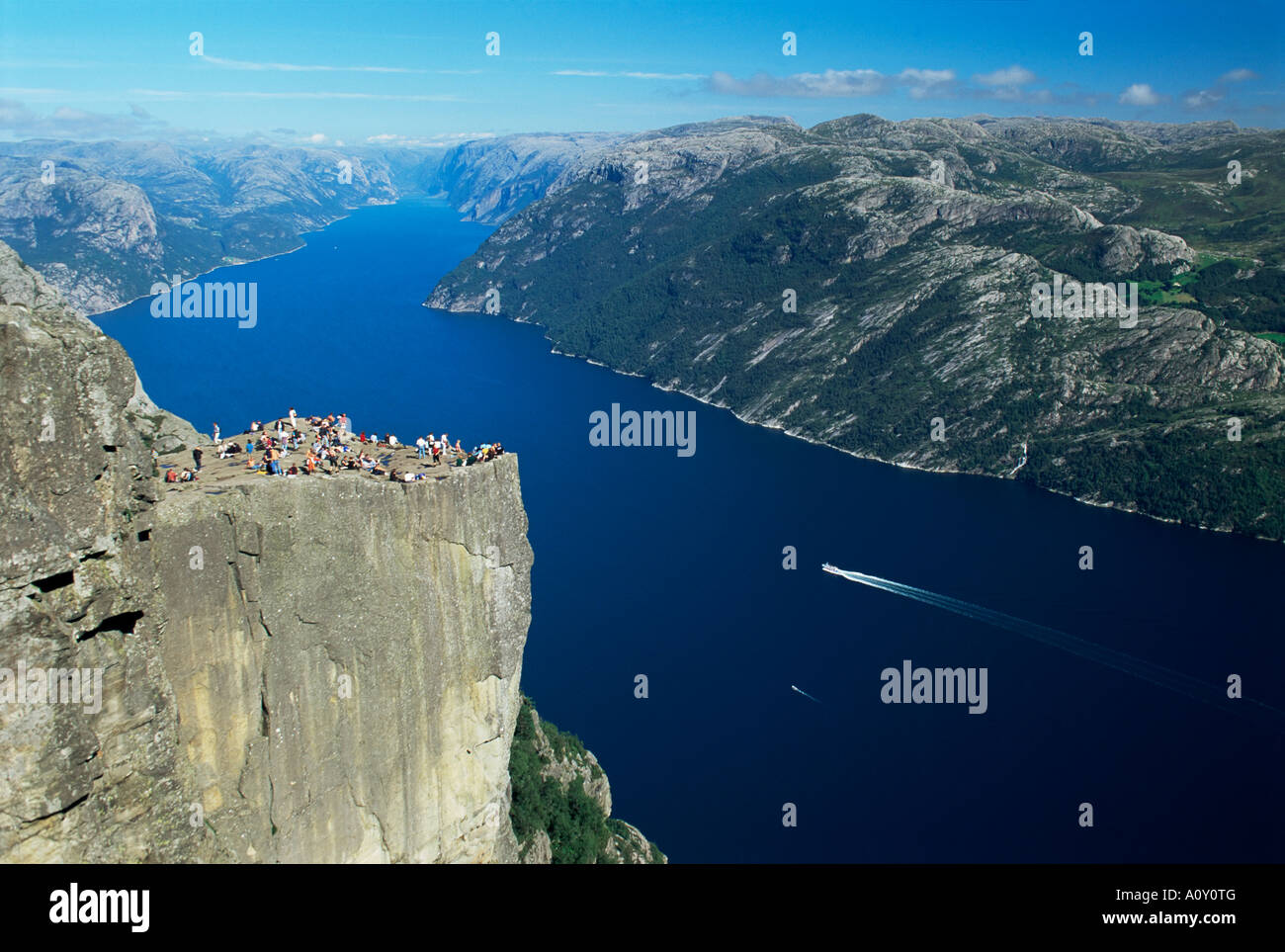 Preikestolen Rock overlooking Lysefjord near Stavanger South West ...