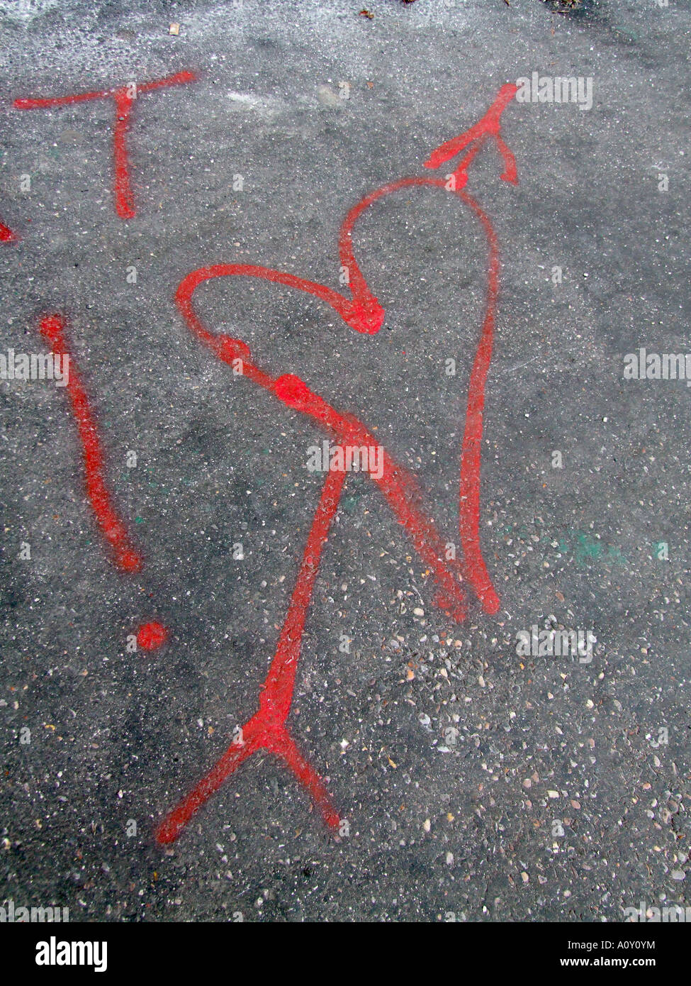 one single red heart painted on road Stock Photo - Alamy