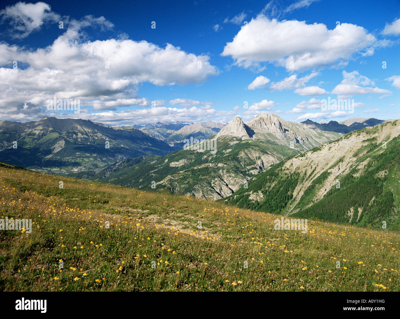 View from Col d Allos Parc National du Mercantour near Barcelonnette ...
