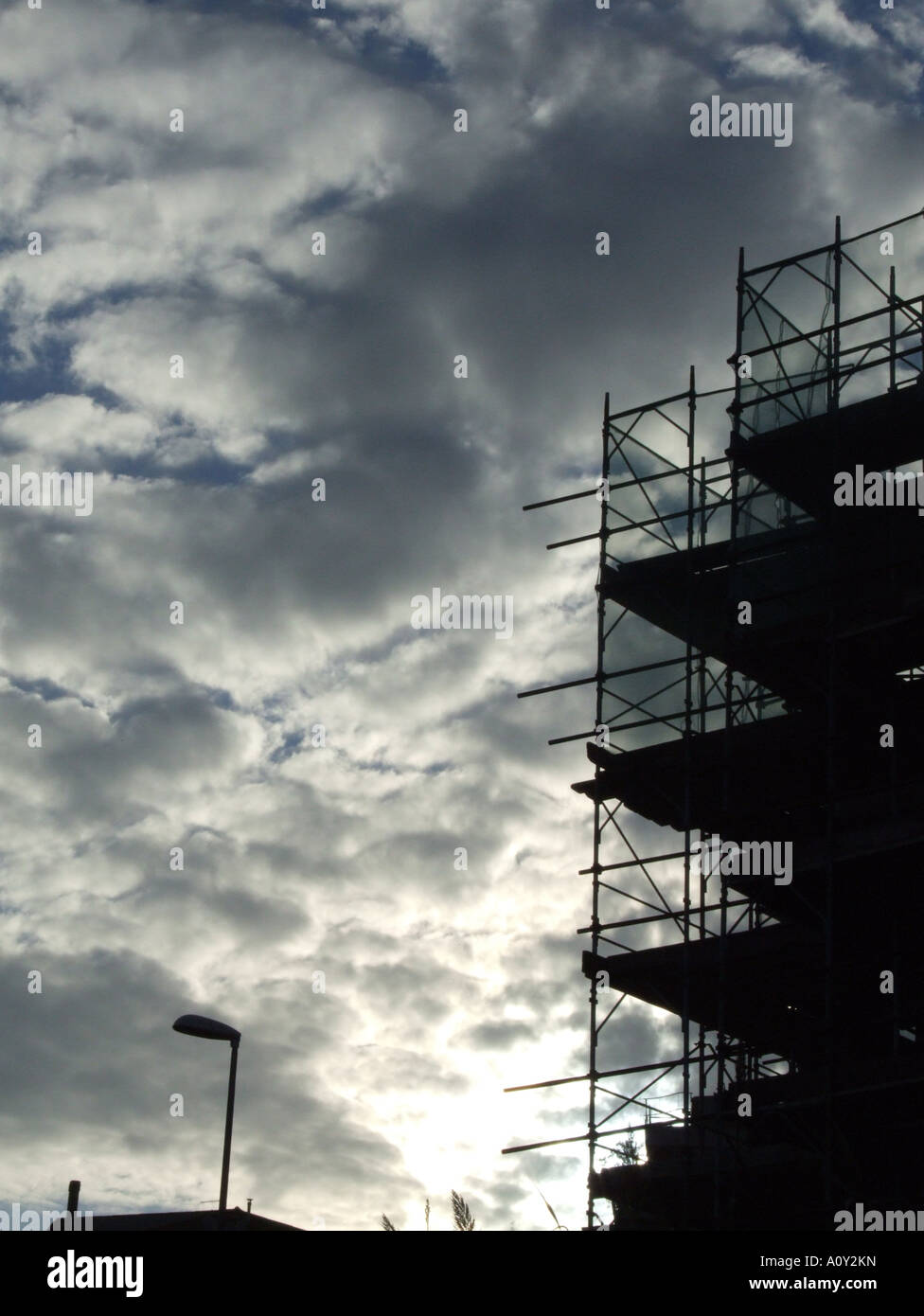 scaffolding and dramatic sky Stock Photo - Alamy