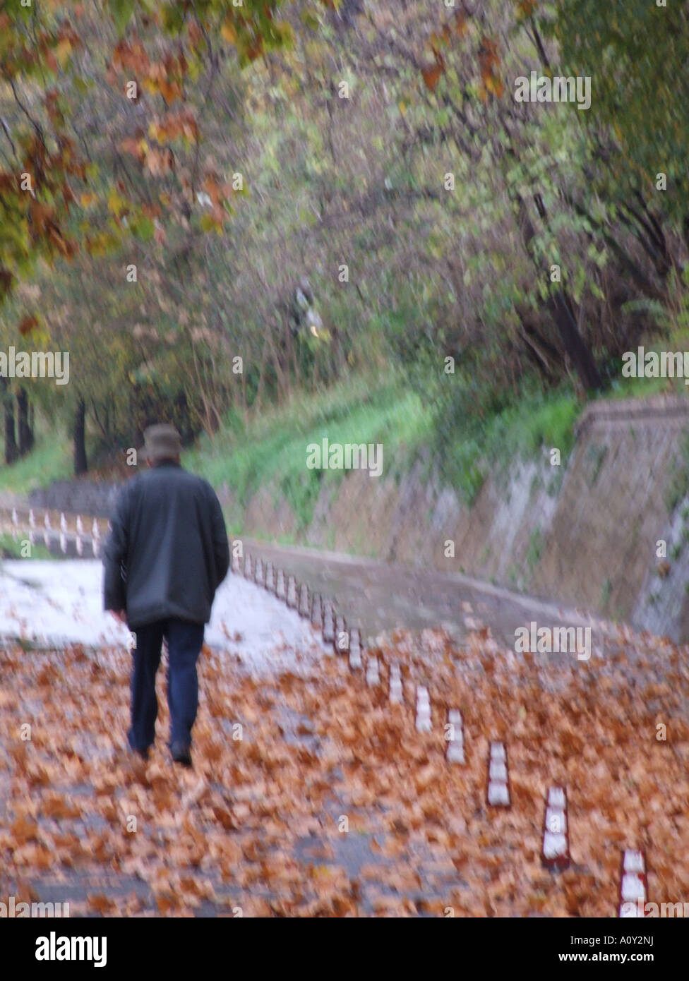 man walking along footpath Stock Photo - Alamy