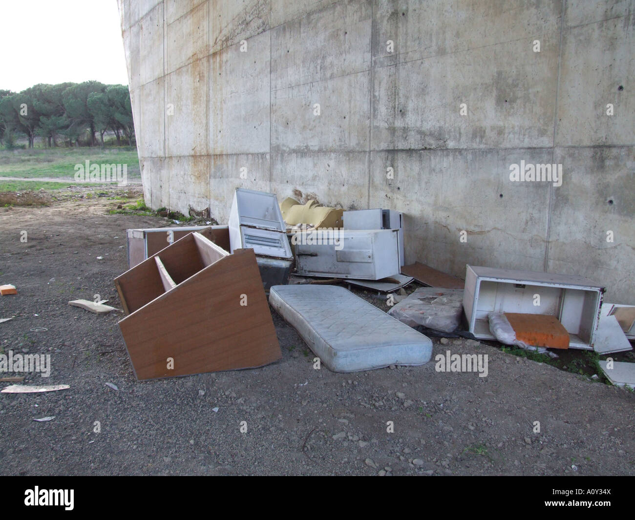 old household items dumped on derelict ground Stock Photo - Alamy