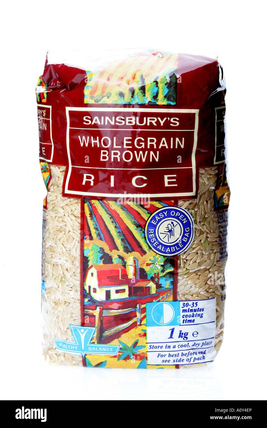 Bag of Brown Rice Stock Photo - Alamy