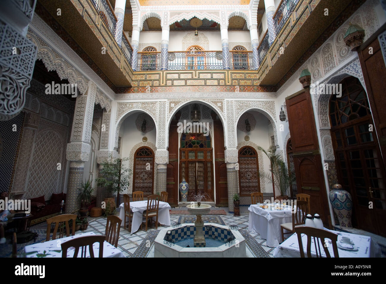 Traditional Riad transform into luxury hotel Fes Morocco Stock Photo ...
