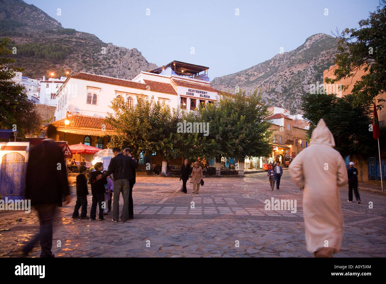 Plaza uta el Hammam square Chefchaouen Rif mountains region Morocco ...