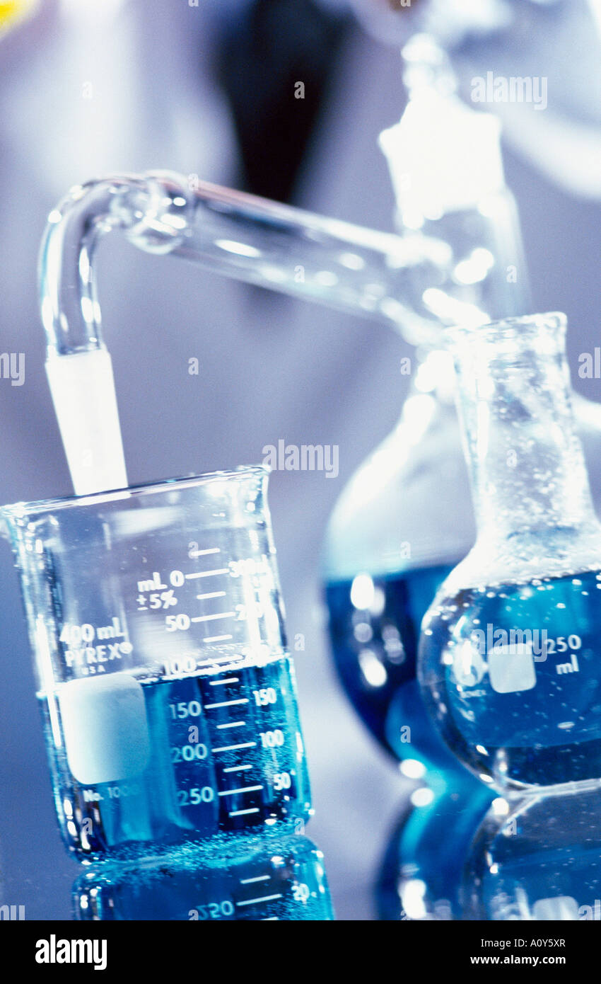 Close-up of beakers Stock Photo - Alamy