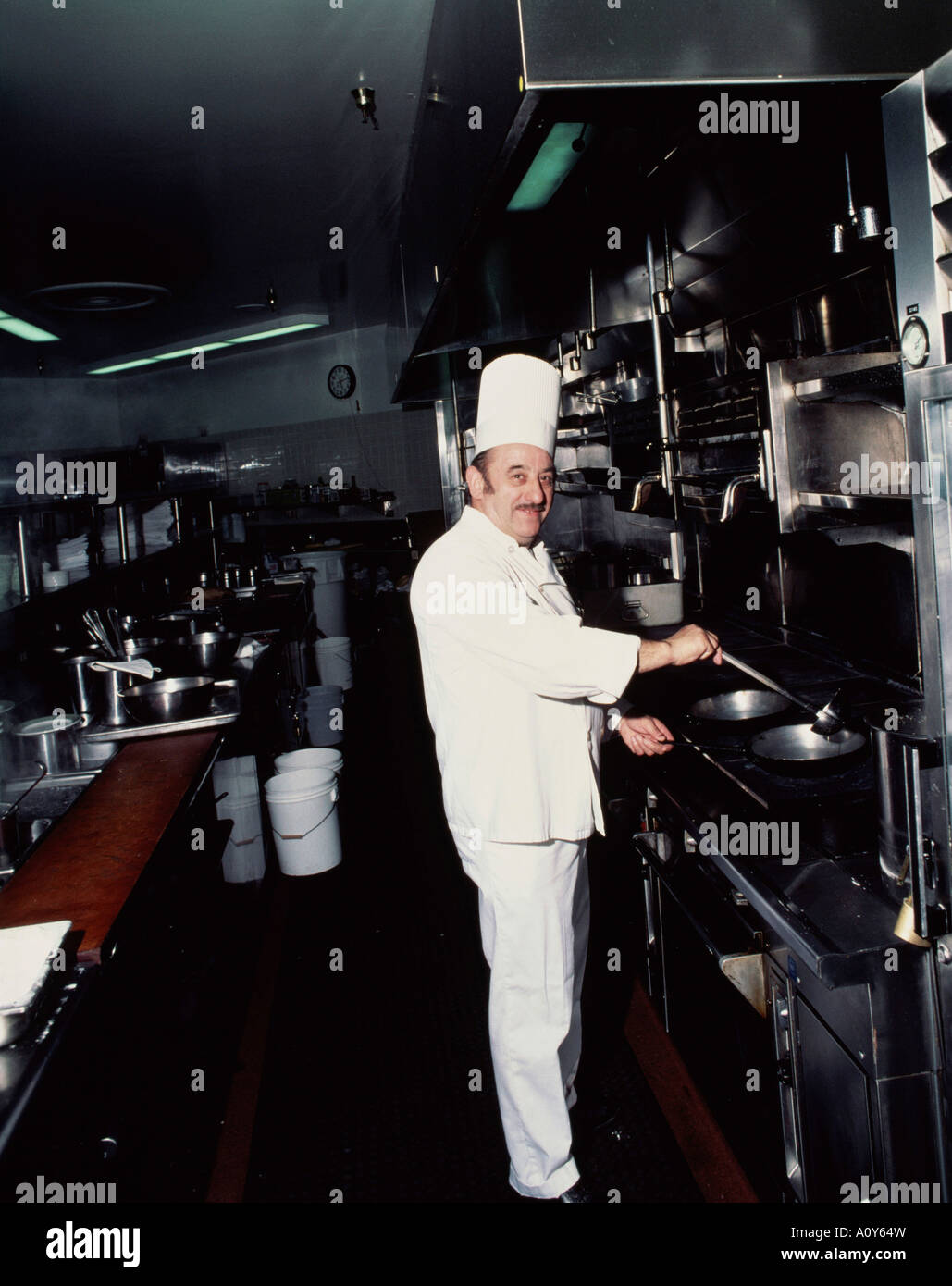 Portrait of a chef cooking food in the kitchen Stock Photo - Alamy