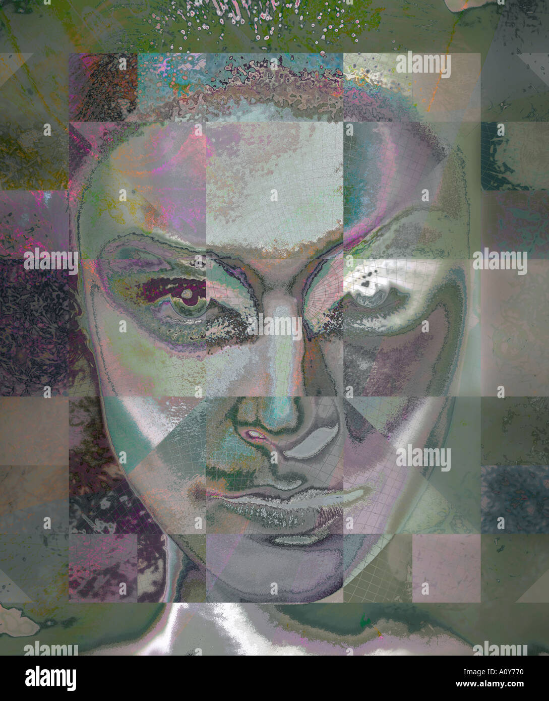 Female face in square shapes Stock Photo - Alamy