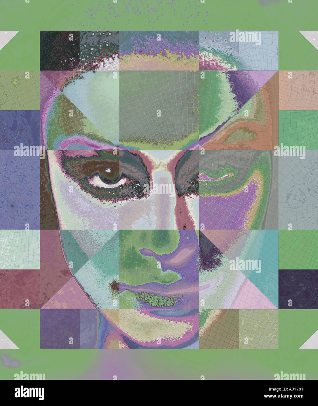 Female face in square shapes Stock Photo - Alamy