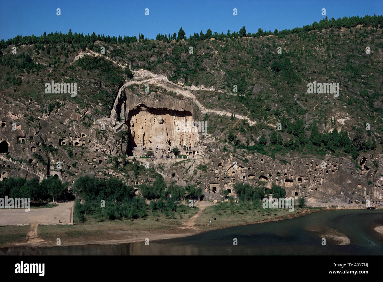 Buddhist cave temples west shore of the Yi River Longmen Hsien 672AD ...