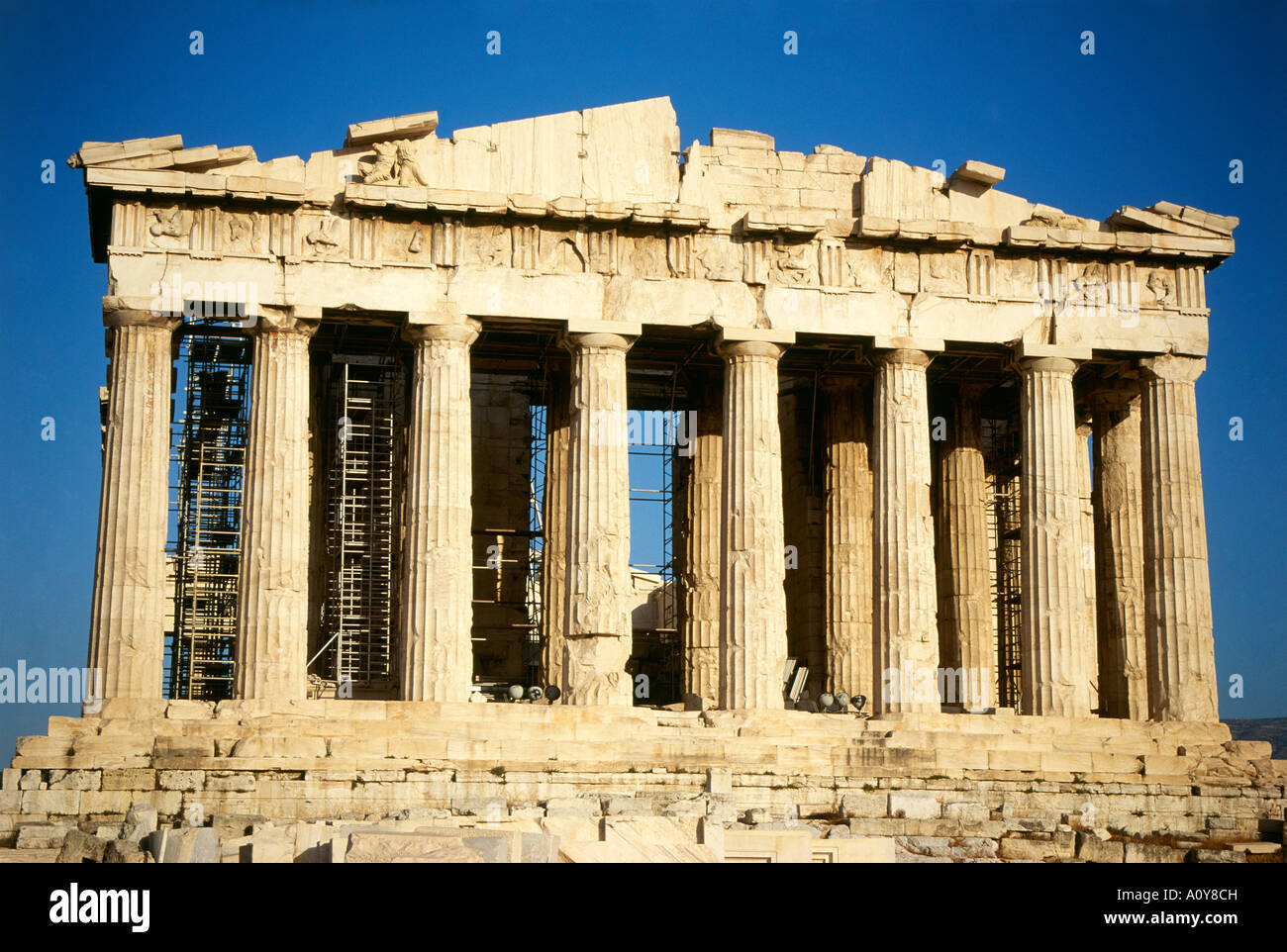 A view of the Parthenon which dominates the Acropolis and which was the ...