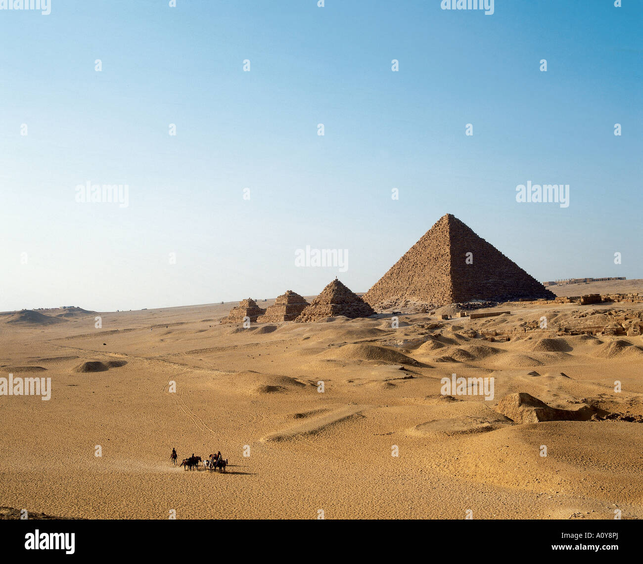 The 4th Dynasty Pyramid Complex of Menkaure flanked by the three ...