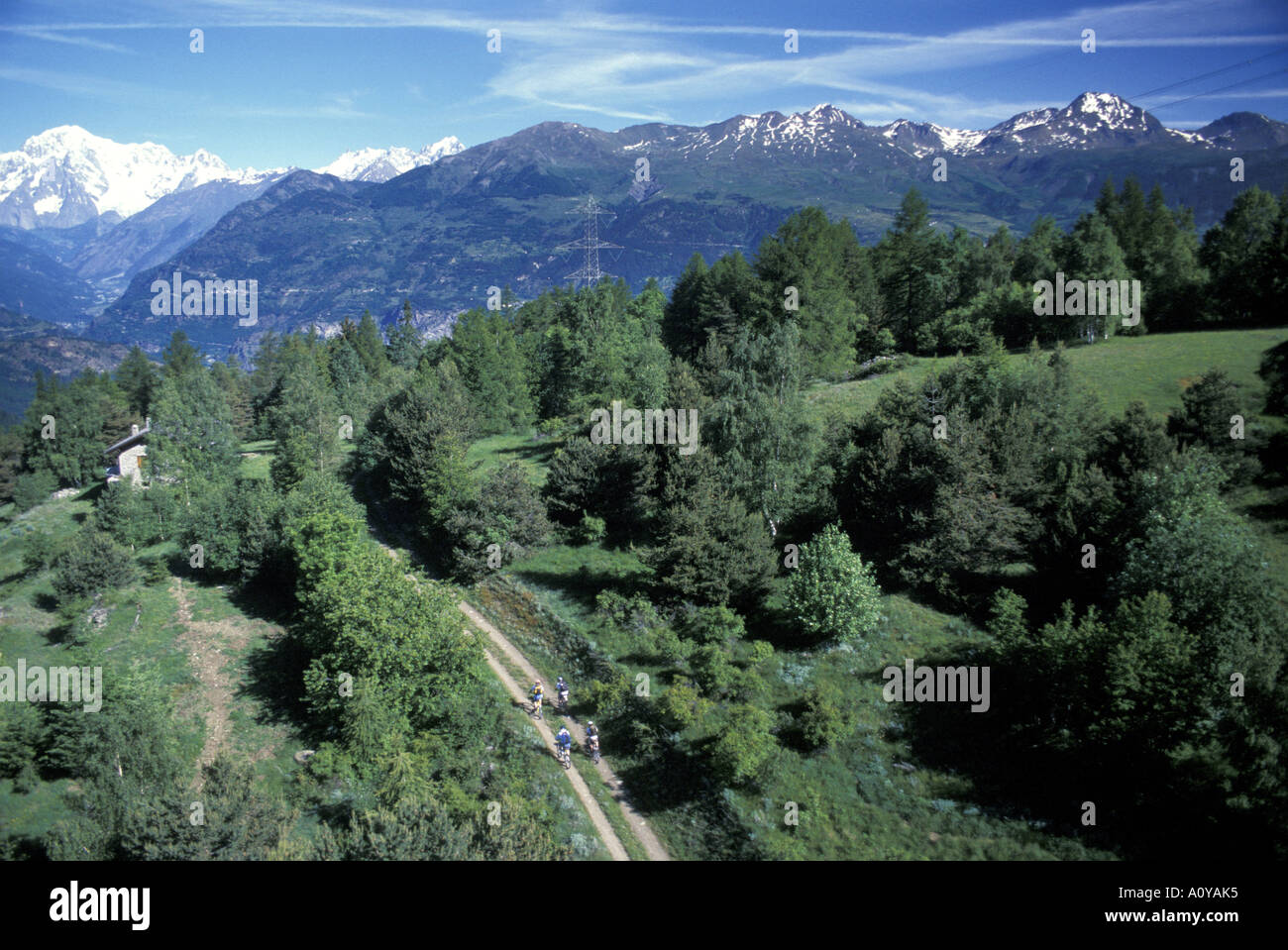 Cycling Villeneuve Valle d Aosta Italy Stock Photo - Alamy