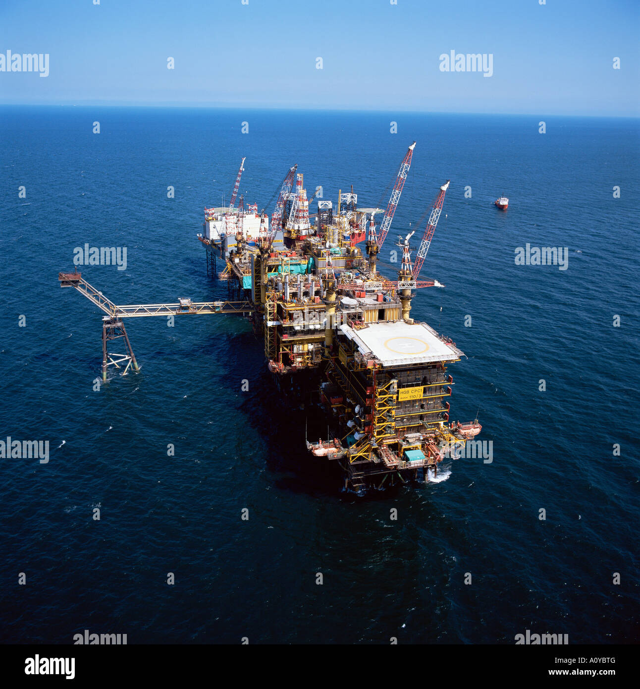 Platform and drill rig Morecambe Bay gas field Lancashire England ...