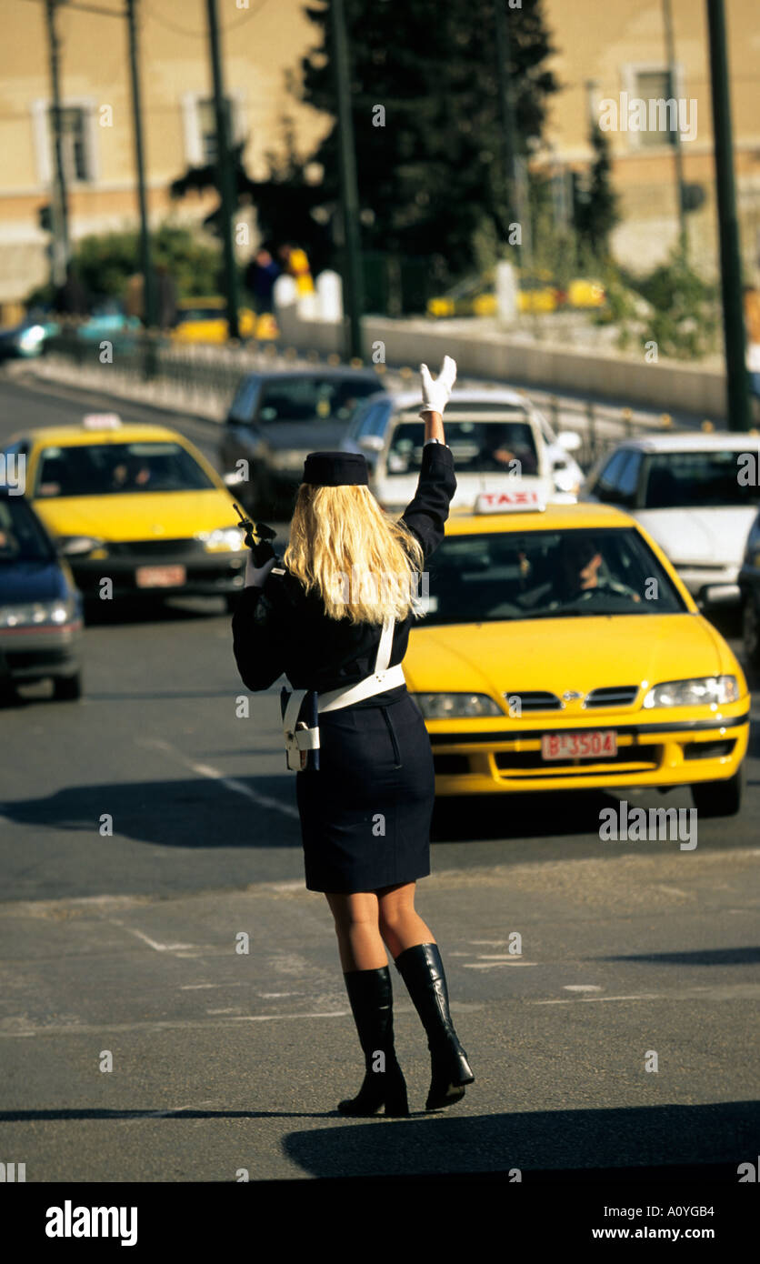 greece athens syntagma square with a traffic policewoman Stock Photo ...