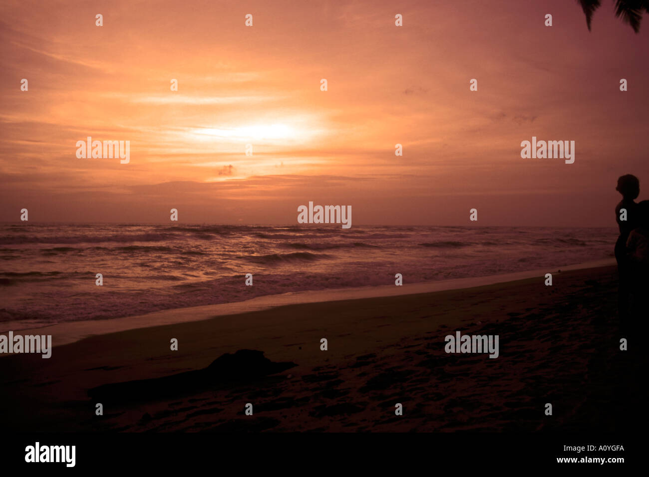 Tropical Sunset on a beach in the Bahamas in the Caribbean Stock Photo ...