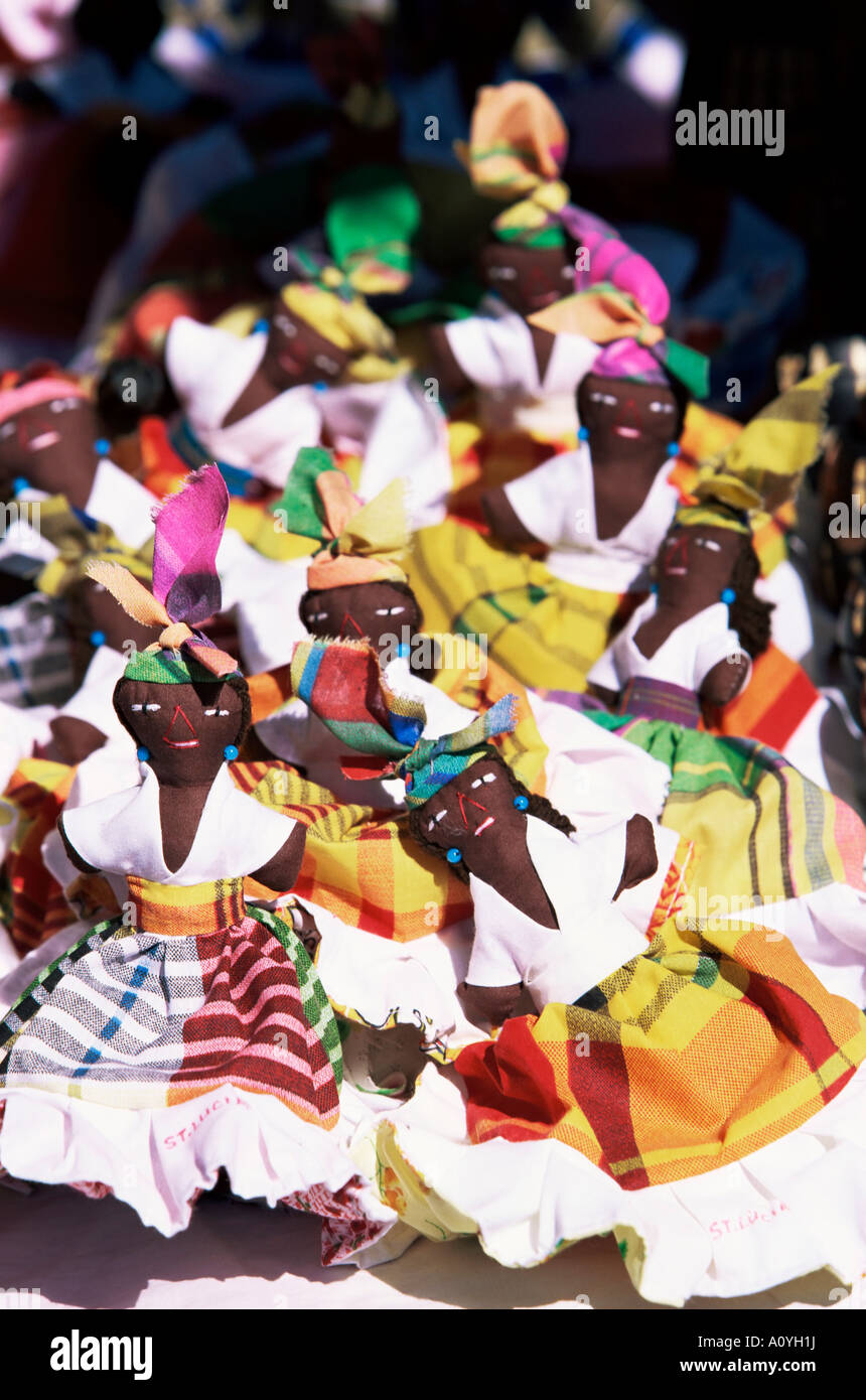 Local dolls at a souvenir shop Anse La Raye St Lucia Windward Islands ...