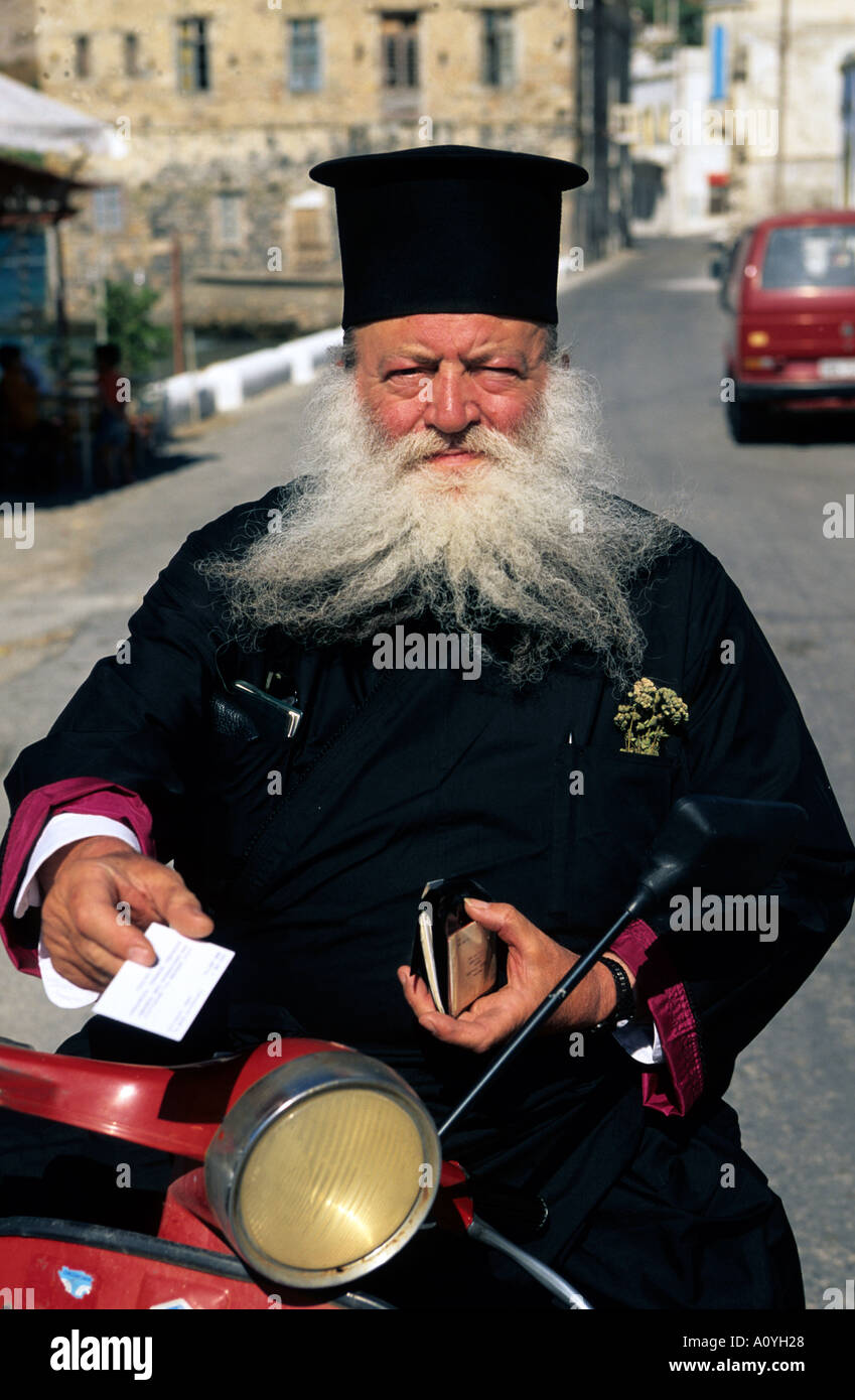 greece greek faces a greek orthodox priest in leros island Stock Photo ...