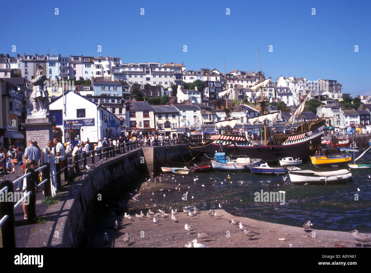 Brixham harbor Devon. One of the few remaining ports that trawlers ...