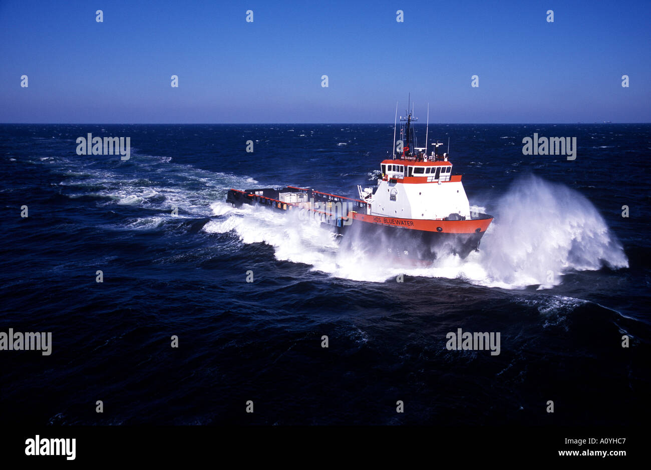 OSV Offshore Supply Vessel HOS Bluewater enroute to oil rig Gulf of ...