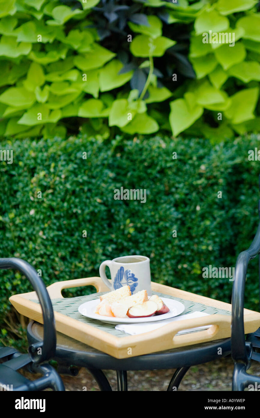 Tray of food at a backyard table Stock Photo - Alamy