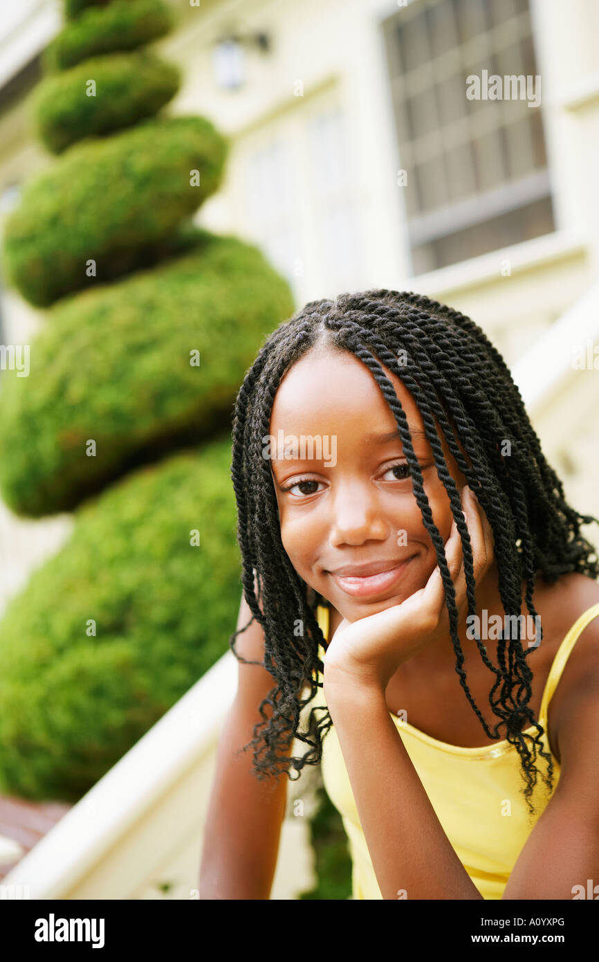 Young African girl smiling Stock Photo - Alamy