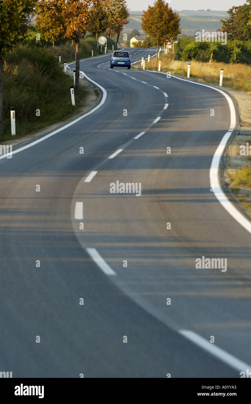 countryside highway with turn, line management, double S curve Stock ...