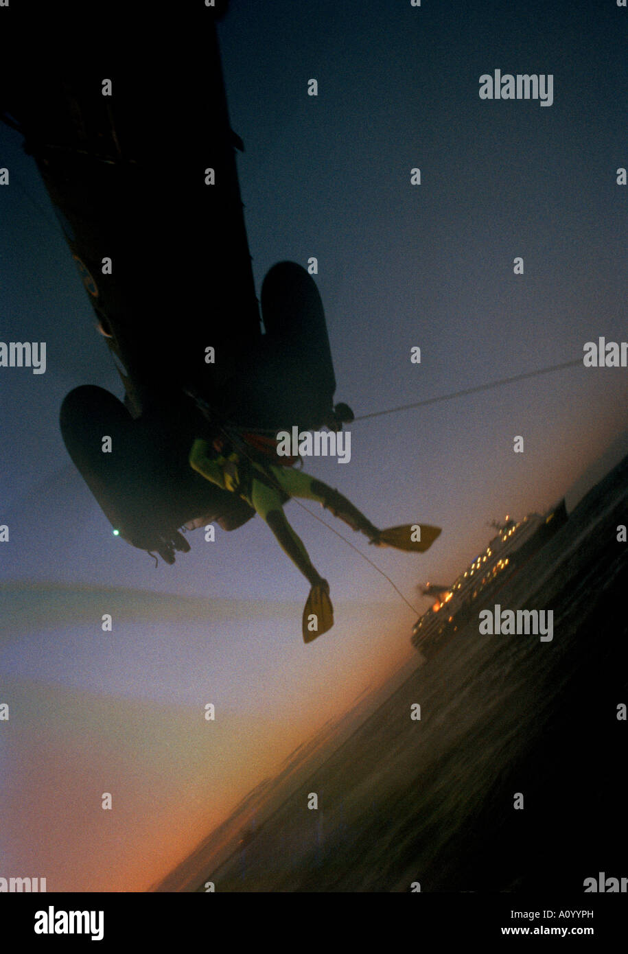 Rescue Helicopter At Sea At Night High Resolution Stock Photography and ...