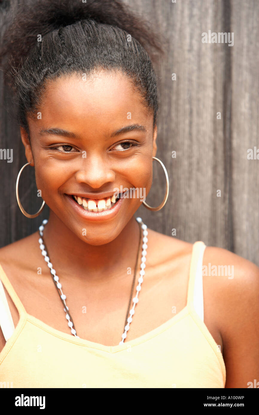 Young African girl smiling Stock Photo - Alamy