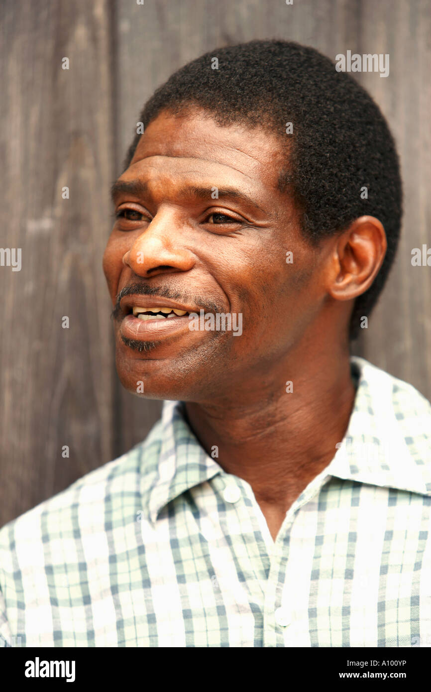 Middle-aged African man smiling Stock Photo - Alamy