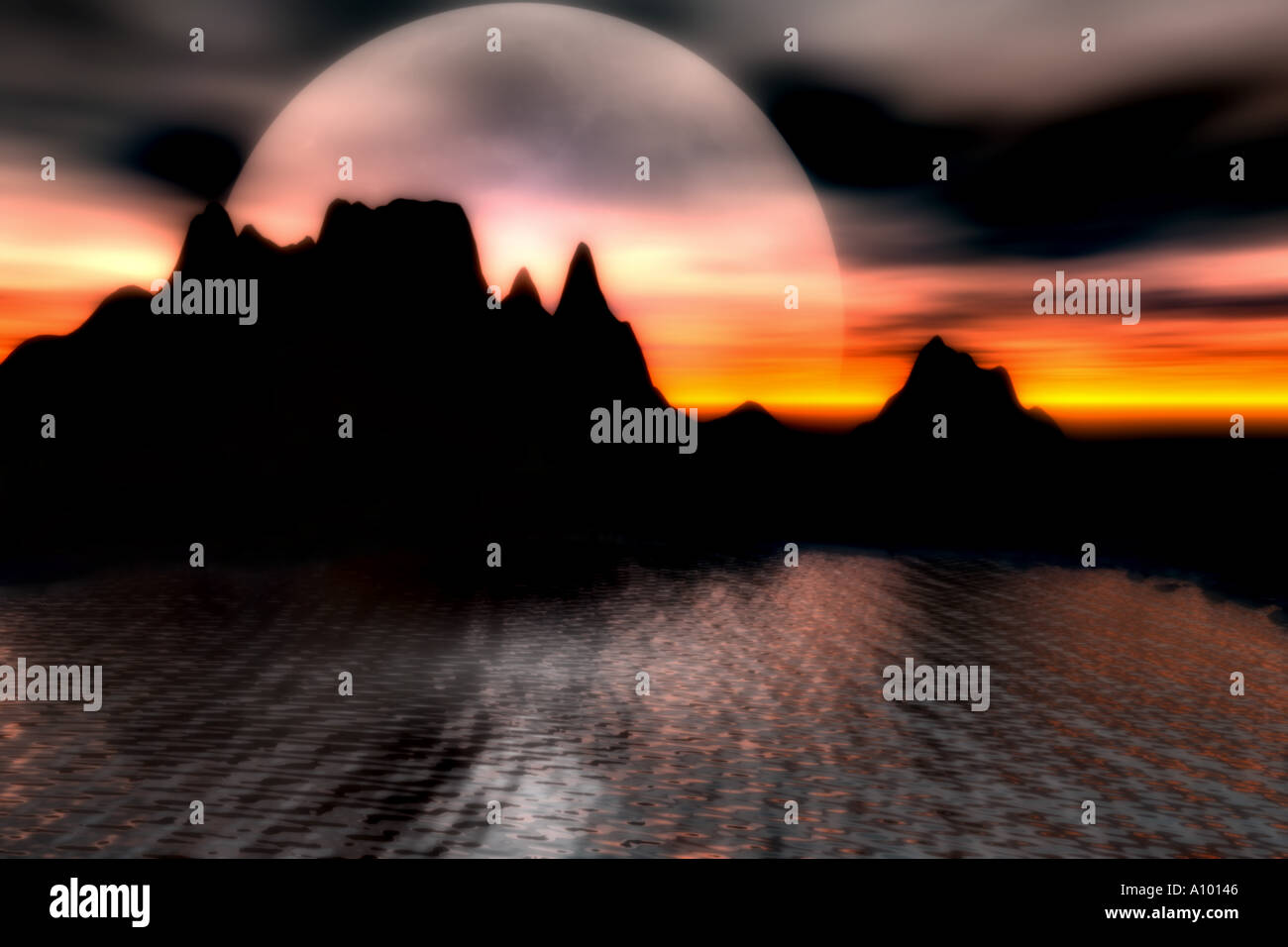 3d rendering of a moonrise on mars Stock Photo - Alamy