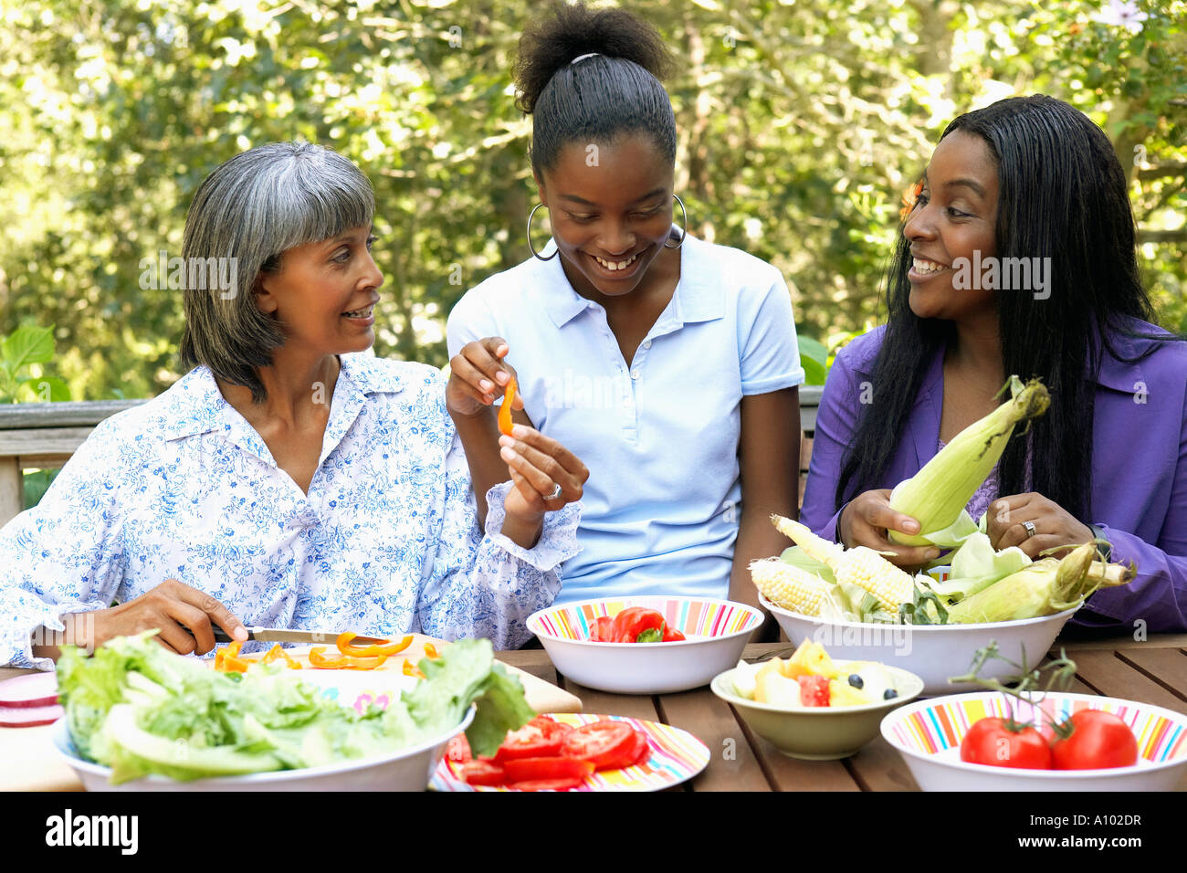 African women eating together outdoors Stock Photo - Alamy