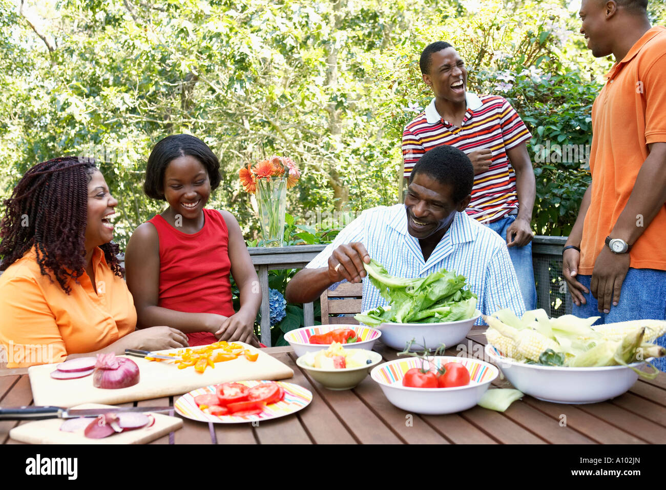 African family eating outdoors Stock Photo - Alamy