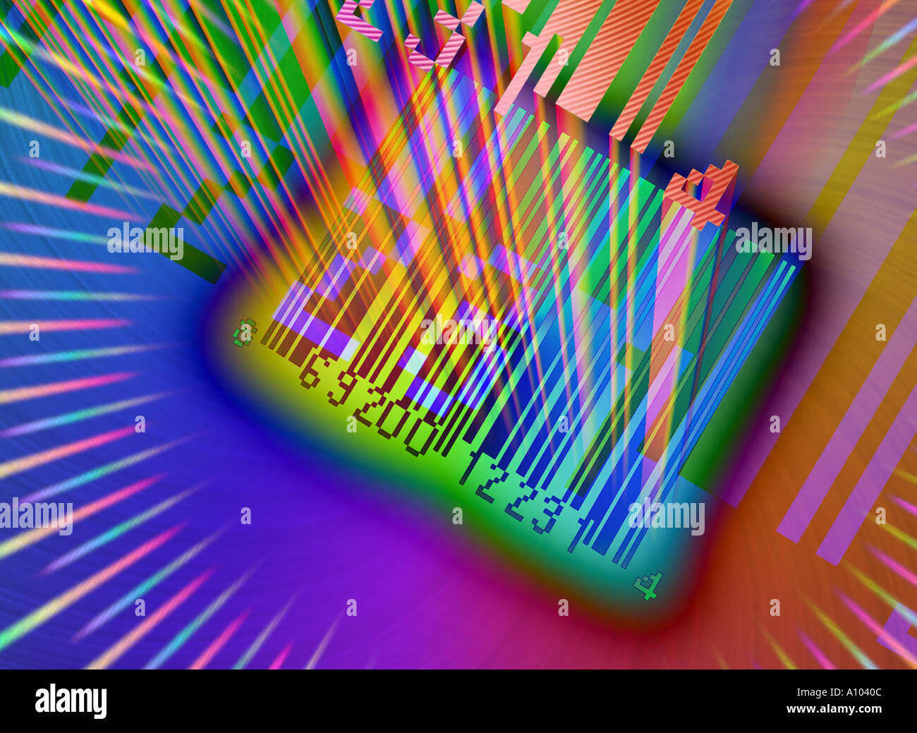 Rainbow colored barcode Stock Photo - Alamy