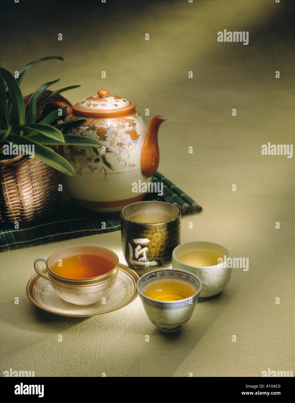 Western Korean Japanese Chinese tea cups and Chinese tea pot Stock ...