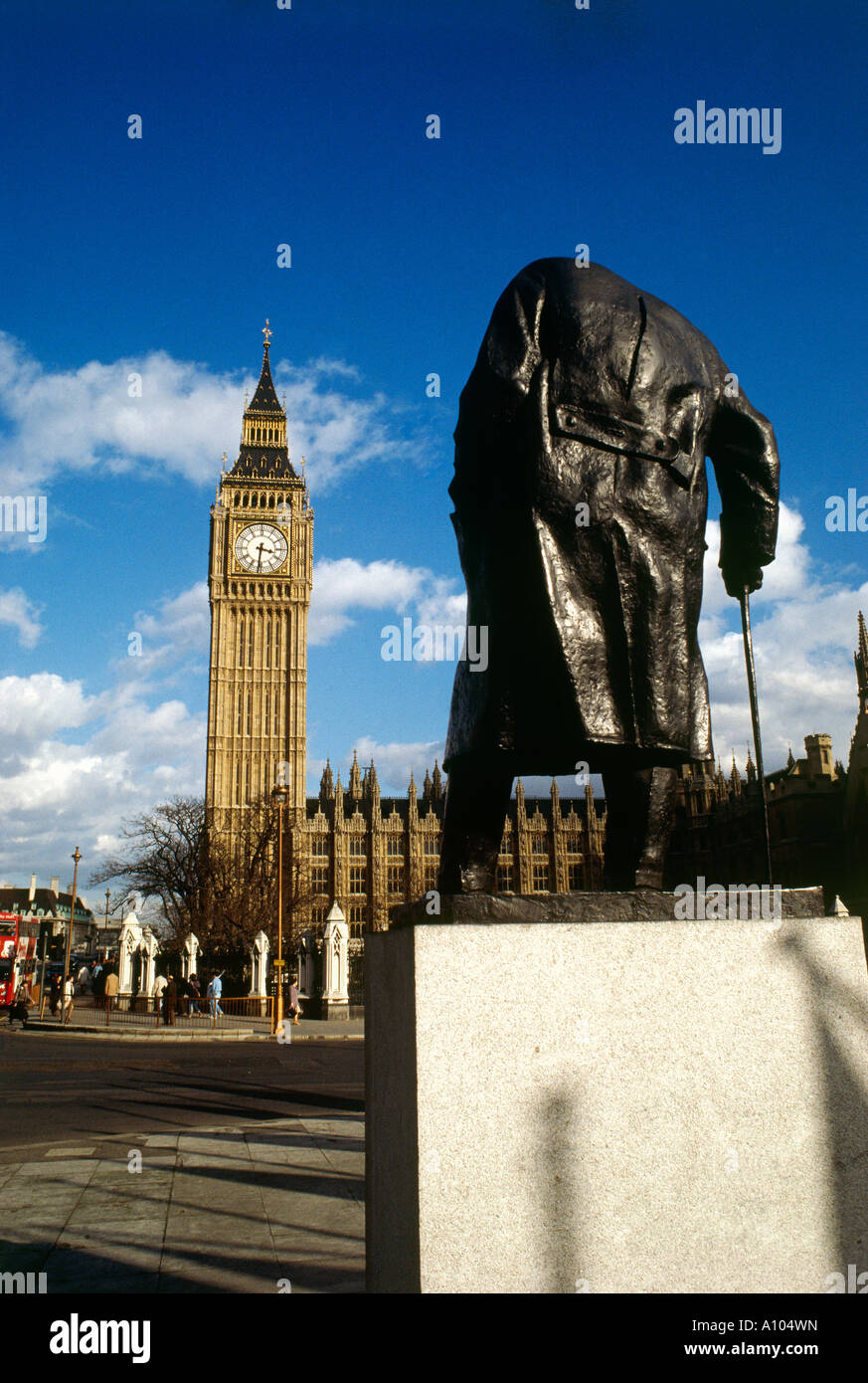 Statues stand in Parliament Square behind the Houses of Parliament and ...