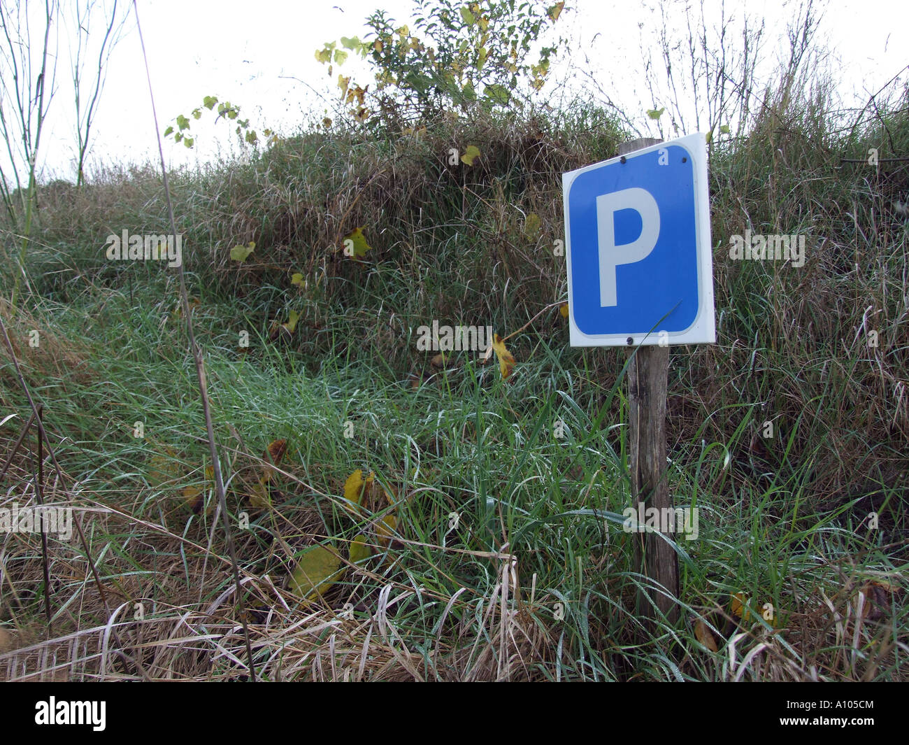 parking sign in field in countryside Stock Photo - Alamy